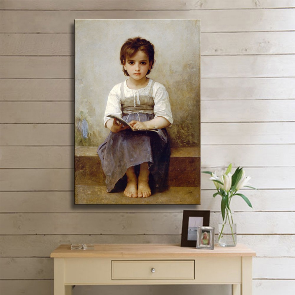 William Adolphe Bouguereau The Difficult Lesson Kanvas Tablo